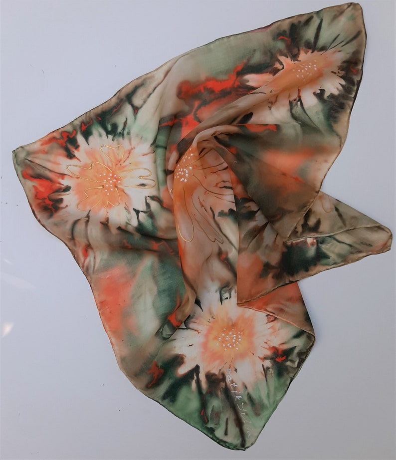 Small Neck Head Silk Scarf Hand Painted. - Etsy