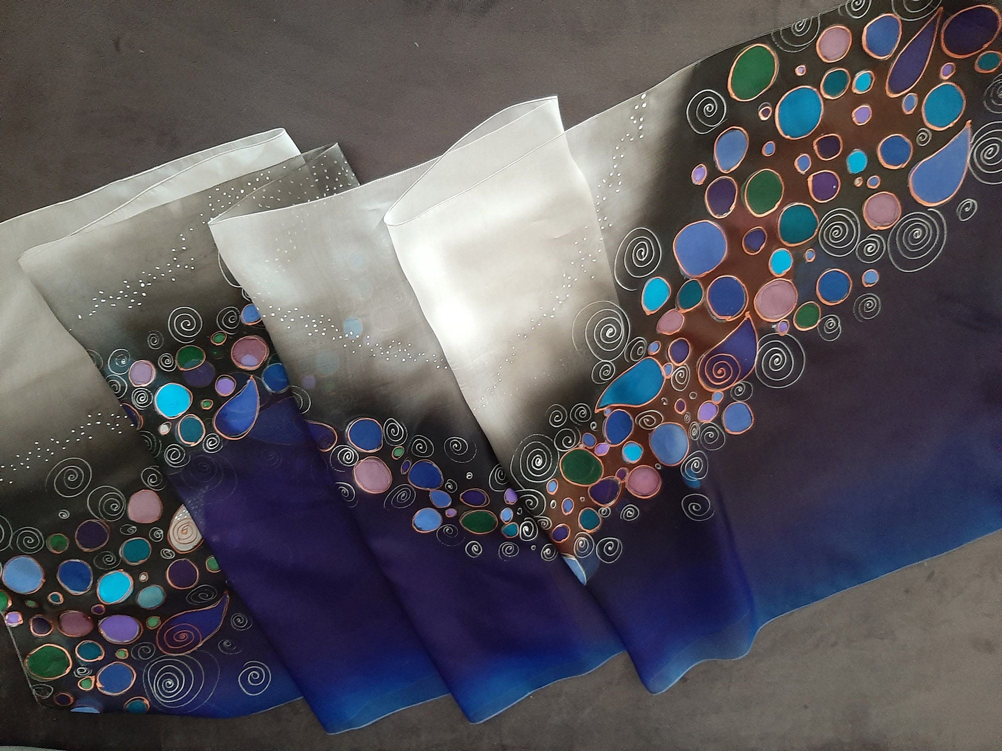 Color Block Silk Scarf Hand Painted STARRY SKY Christmas Long Scarf. - Etsy