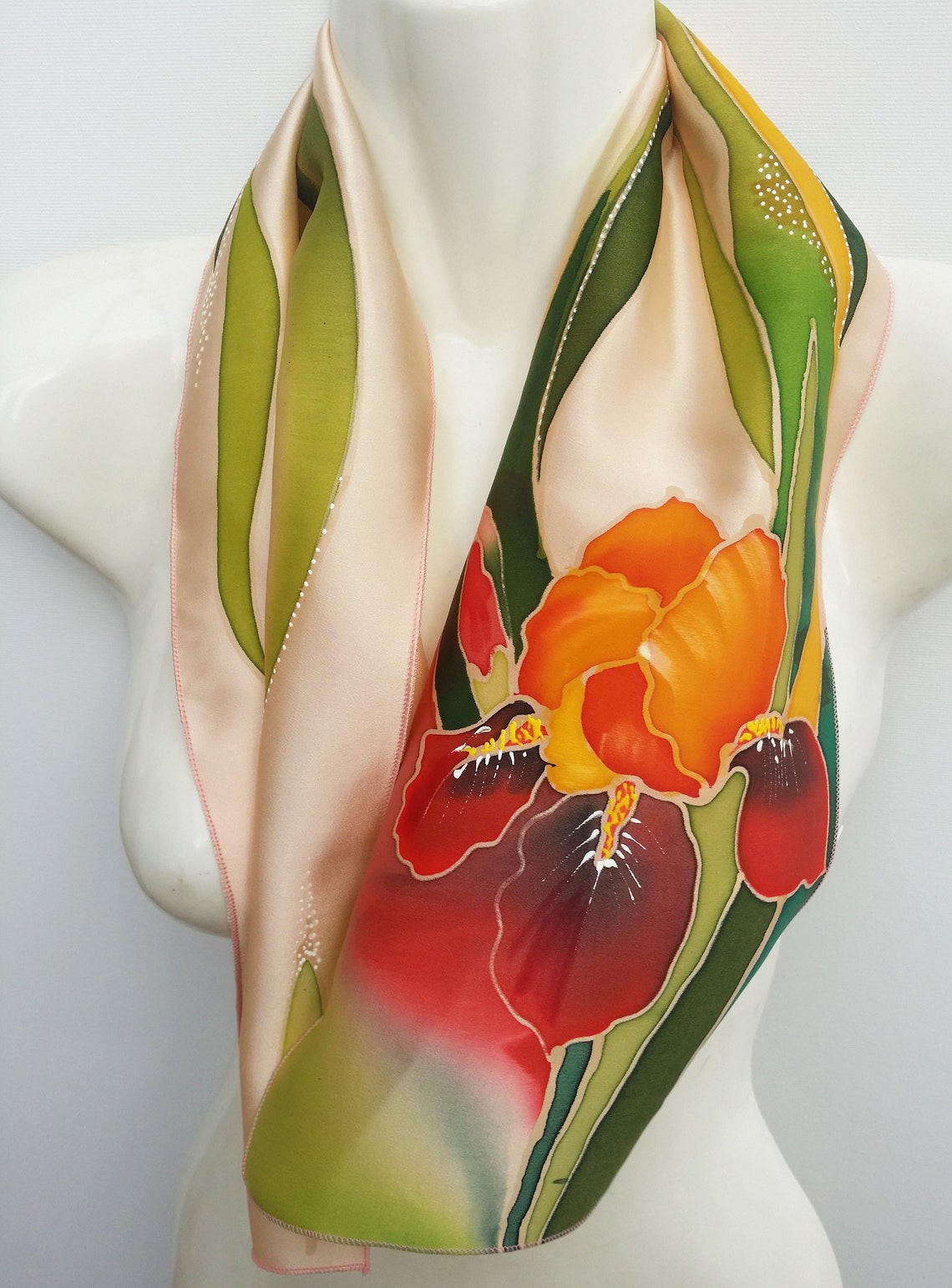 Hand Painted Silk Scarf. Small Silk Scarf Iris. Mothers Day - Etsy