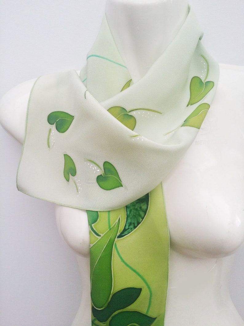 Small Silk Scarf Hand Painted Mint Freshness Gift for Women - Etsy