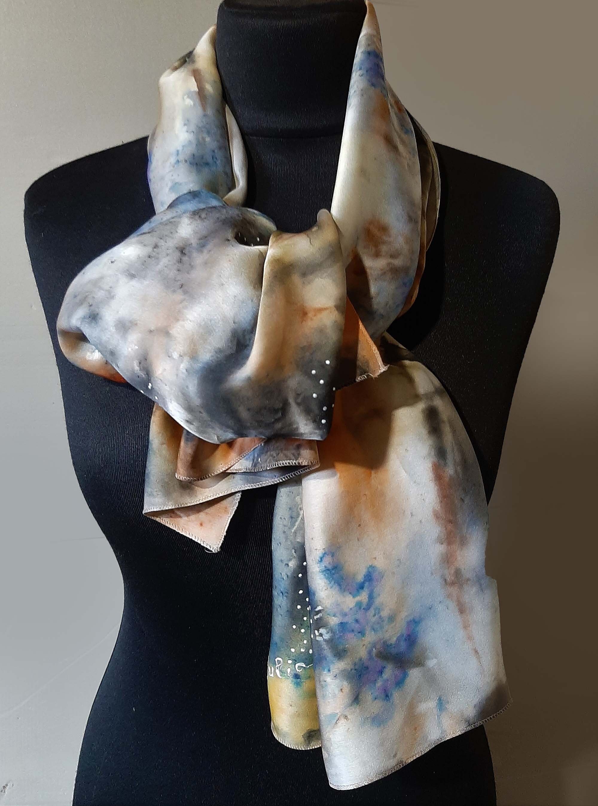 Silk Scarf Hand Painted, Abstract Batik Silk Scarf . Birthday Gift . - Etsy
