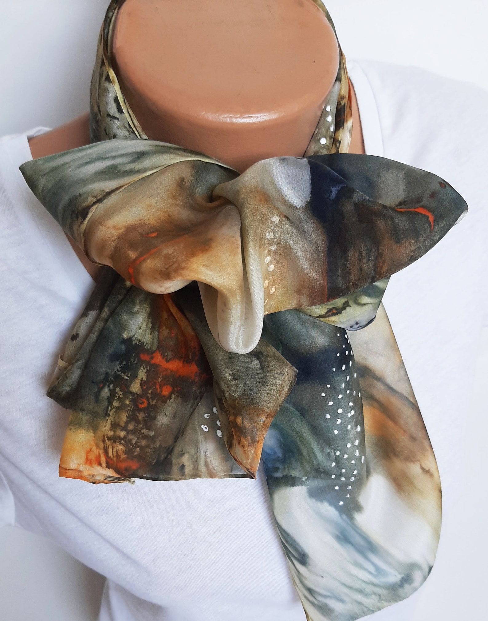 Silk Scarf Hand Painted Abstract Batik Silk Scarf . Birthday - Etsy