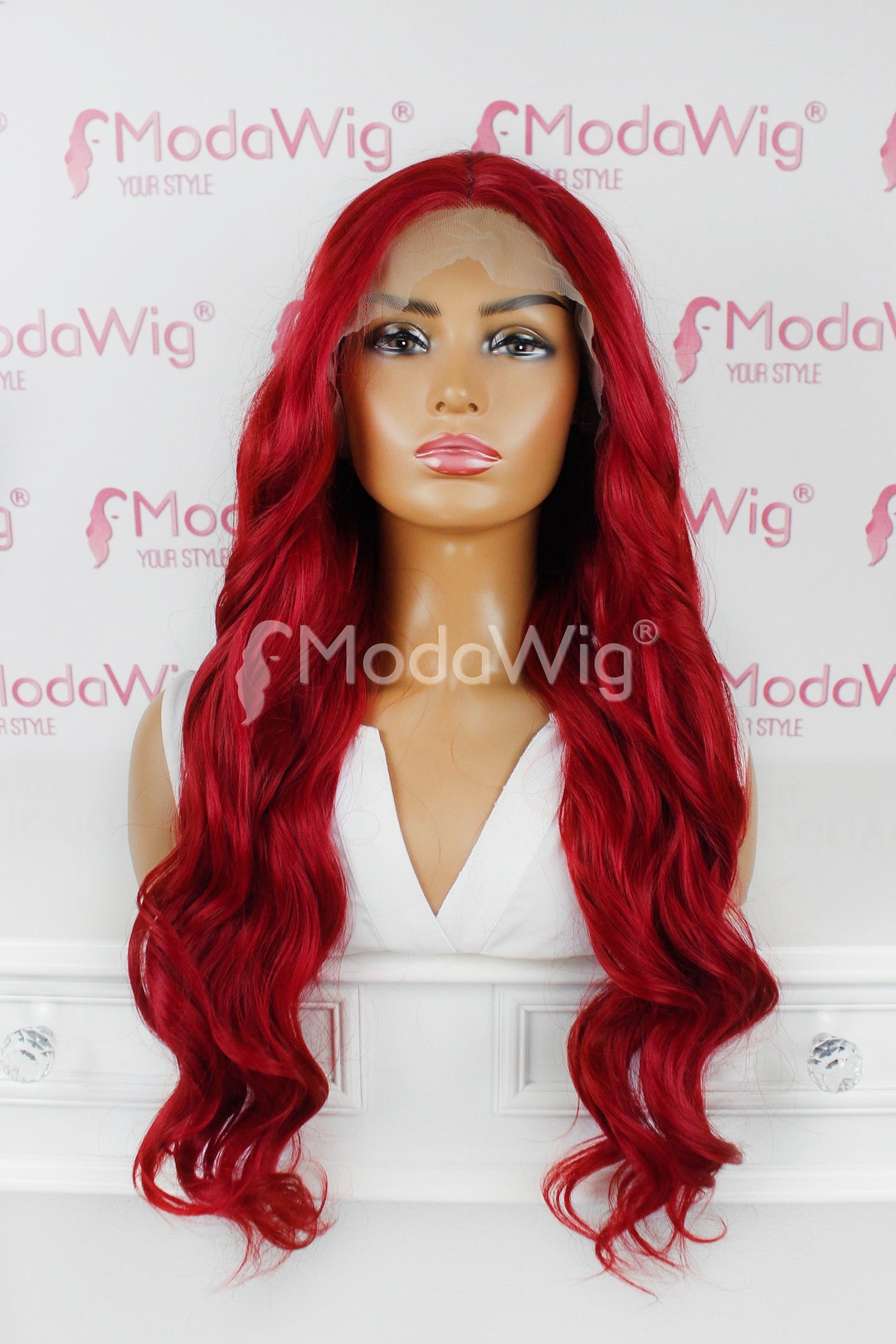 Long Red Wavy Lace Front Wig | Light Lace Front Wig | Long Red Wig ...