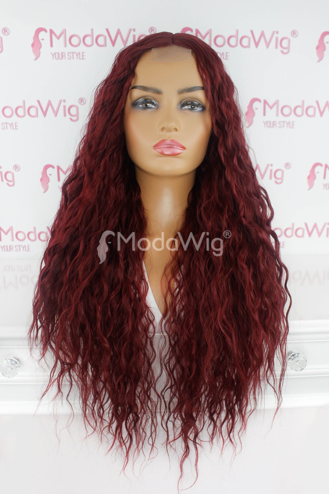 Long Burgundy Red Wavy Wig | Burgundy Synthetic Long Hair | Everyday ...