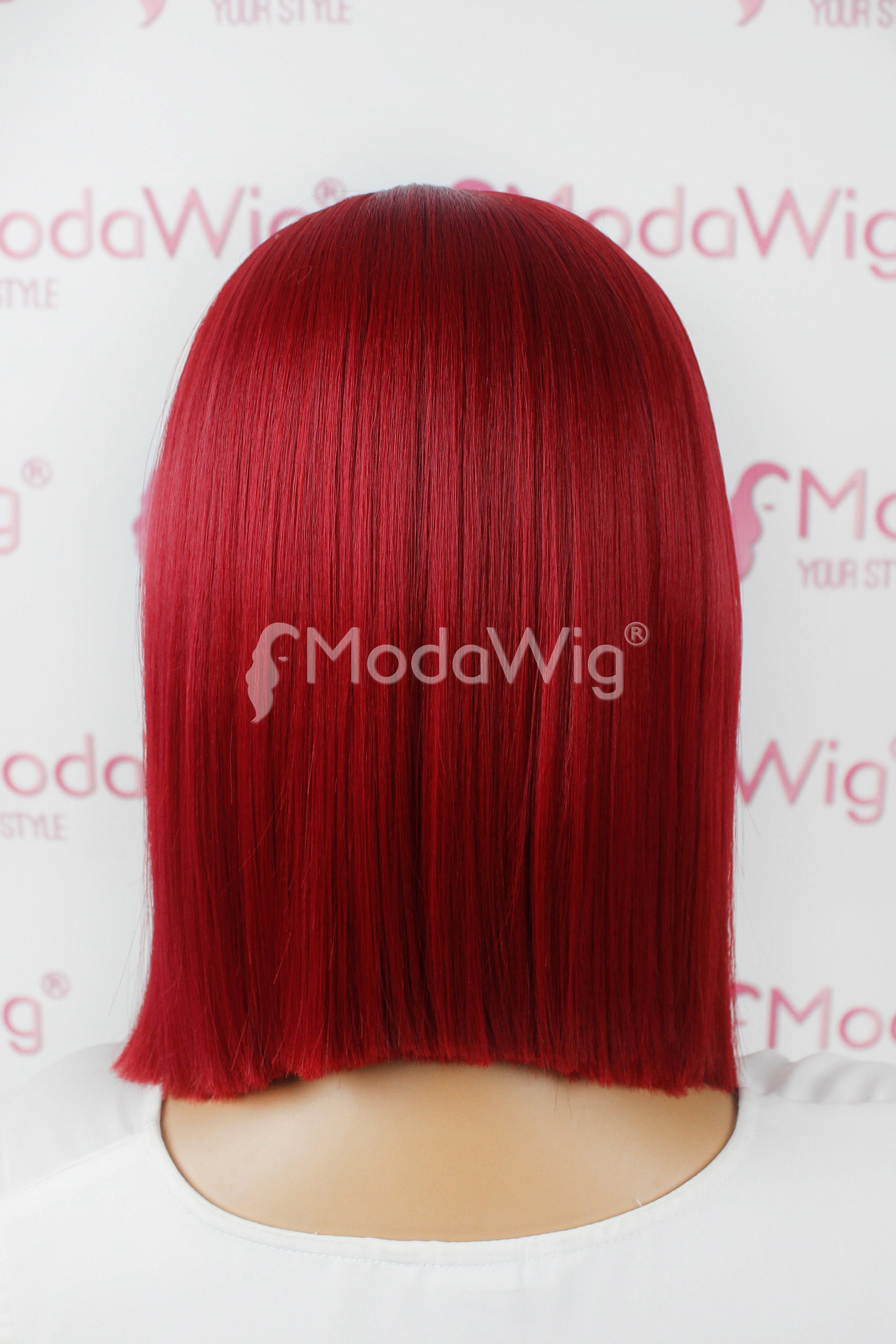 Mid Length Red Straight Lace Front Wig | Realistic Red Hair | Mid ...