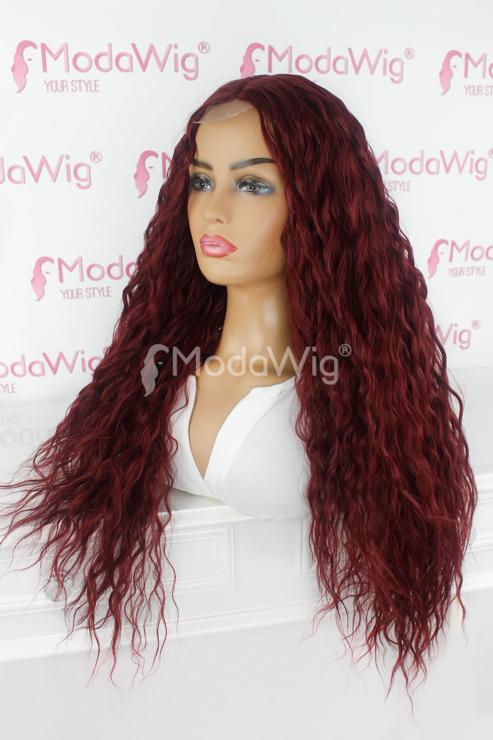 Long Burgundy Red Wavy Wig | Burgundy Synthetic Long Hair | Everyday ...