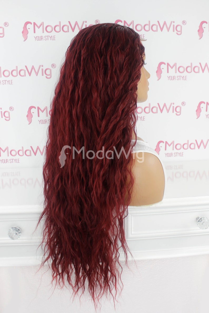 Long Burgundy Red Wavy Wig | Burgundy Synthetic Long Hair | Everyday ...