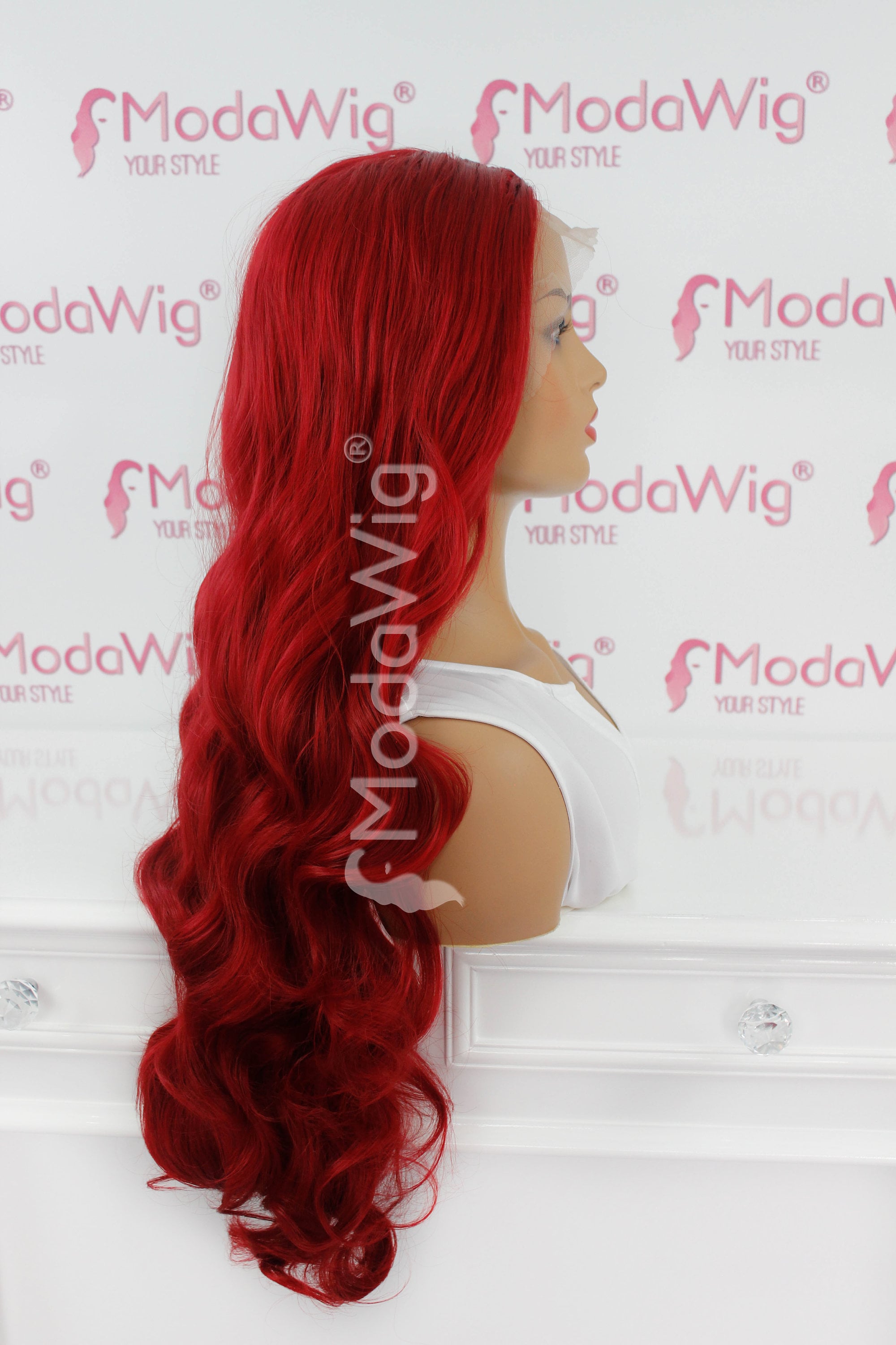 Long Red Wavy Lace Front Wig Luxury Red Hair Wig Long Red Wig High ...
