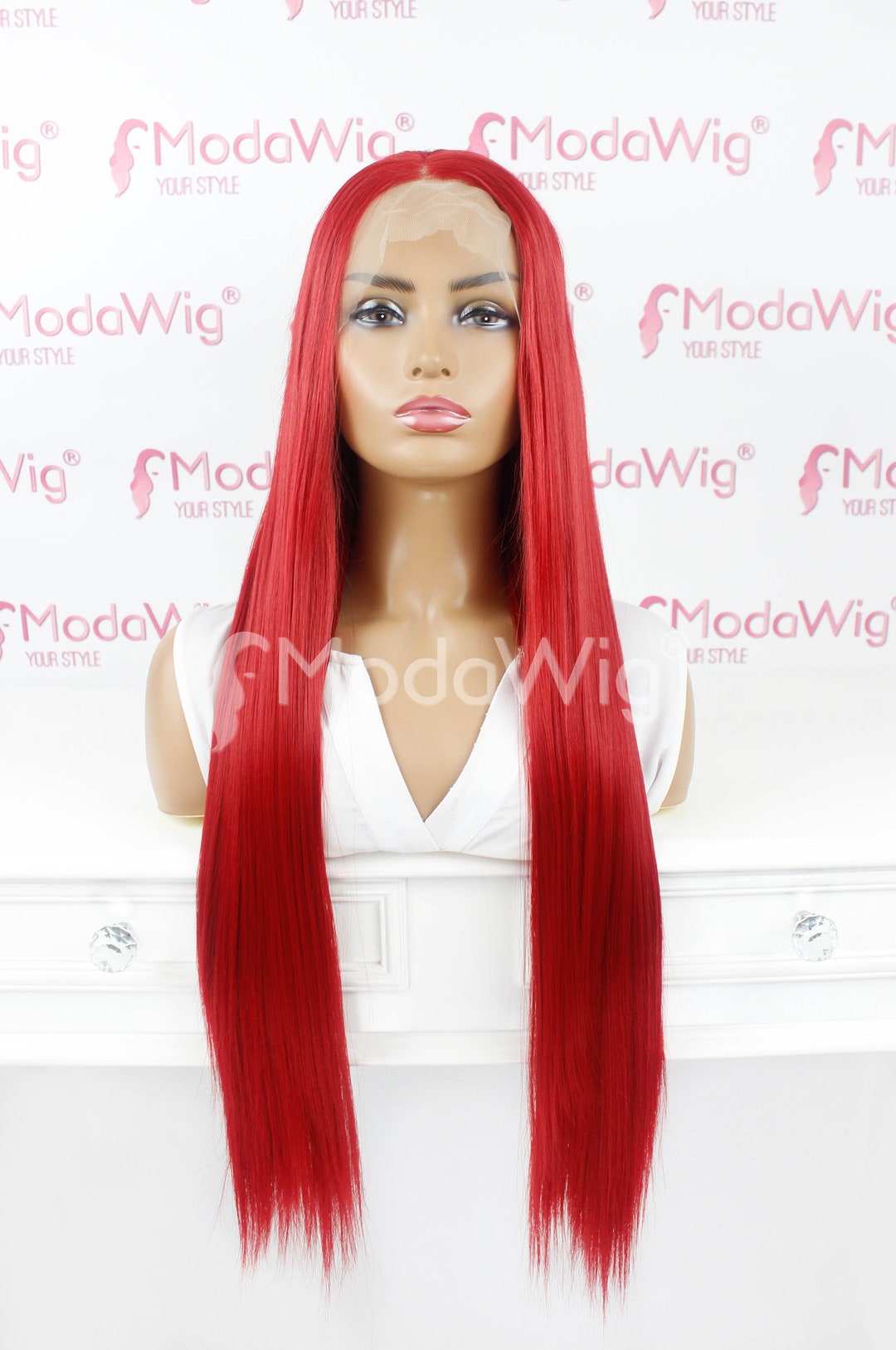 Long Red Straight Red Lace Front Wig | Straight Wig | Straight Light ...