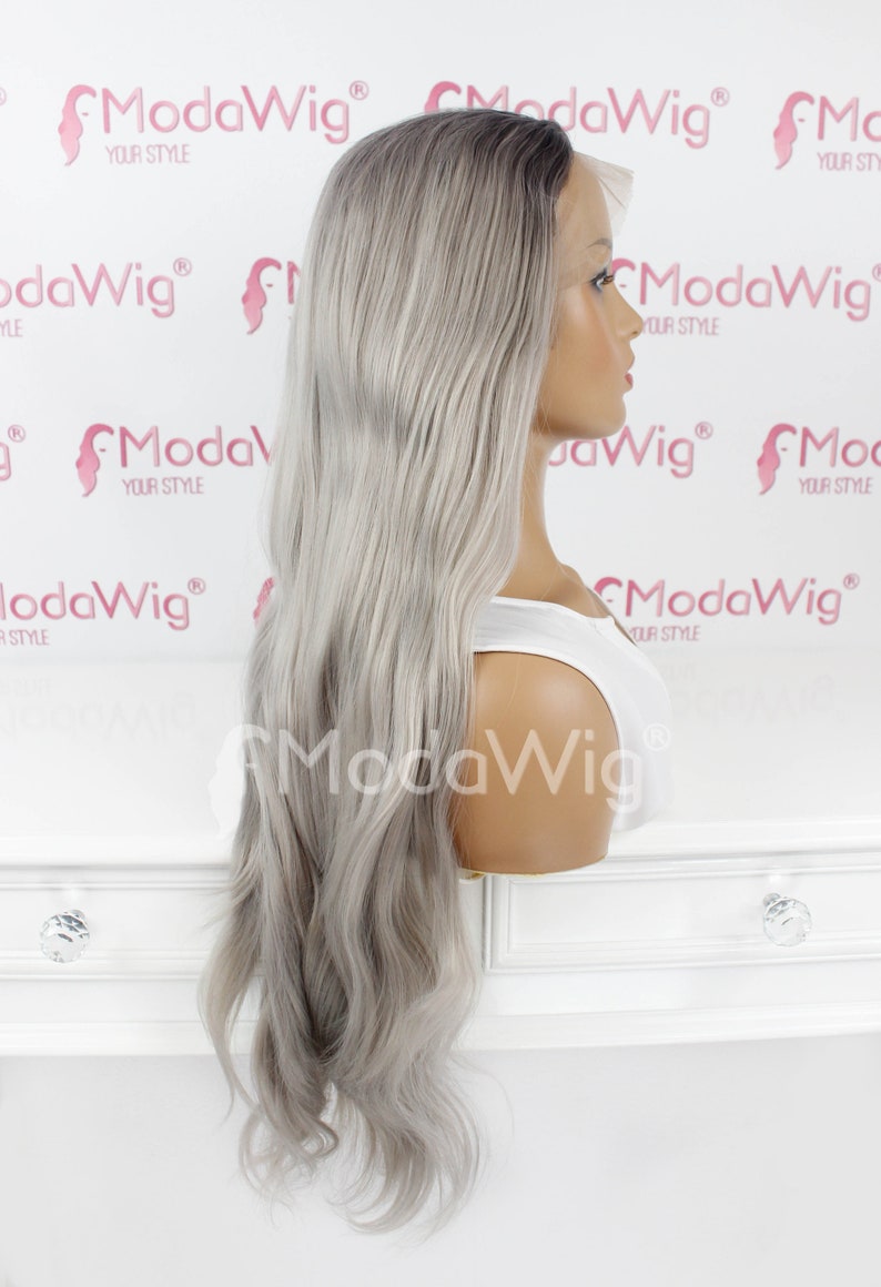 Lace Front Luxury Ash-gray Long WIG | 100% Natural Look | Human Hair ...