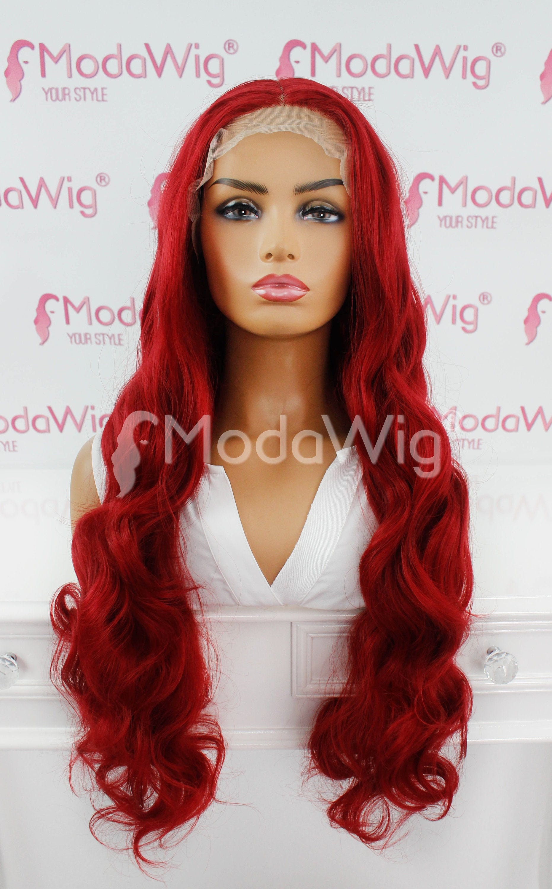 Long Red Wavy Lace Front Wig Luxury Red Hair Wig Long Red Wig High ...