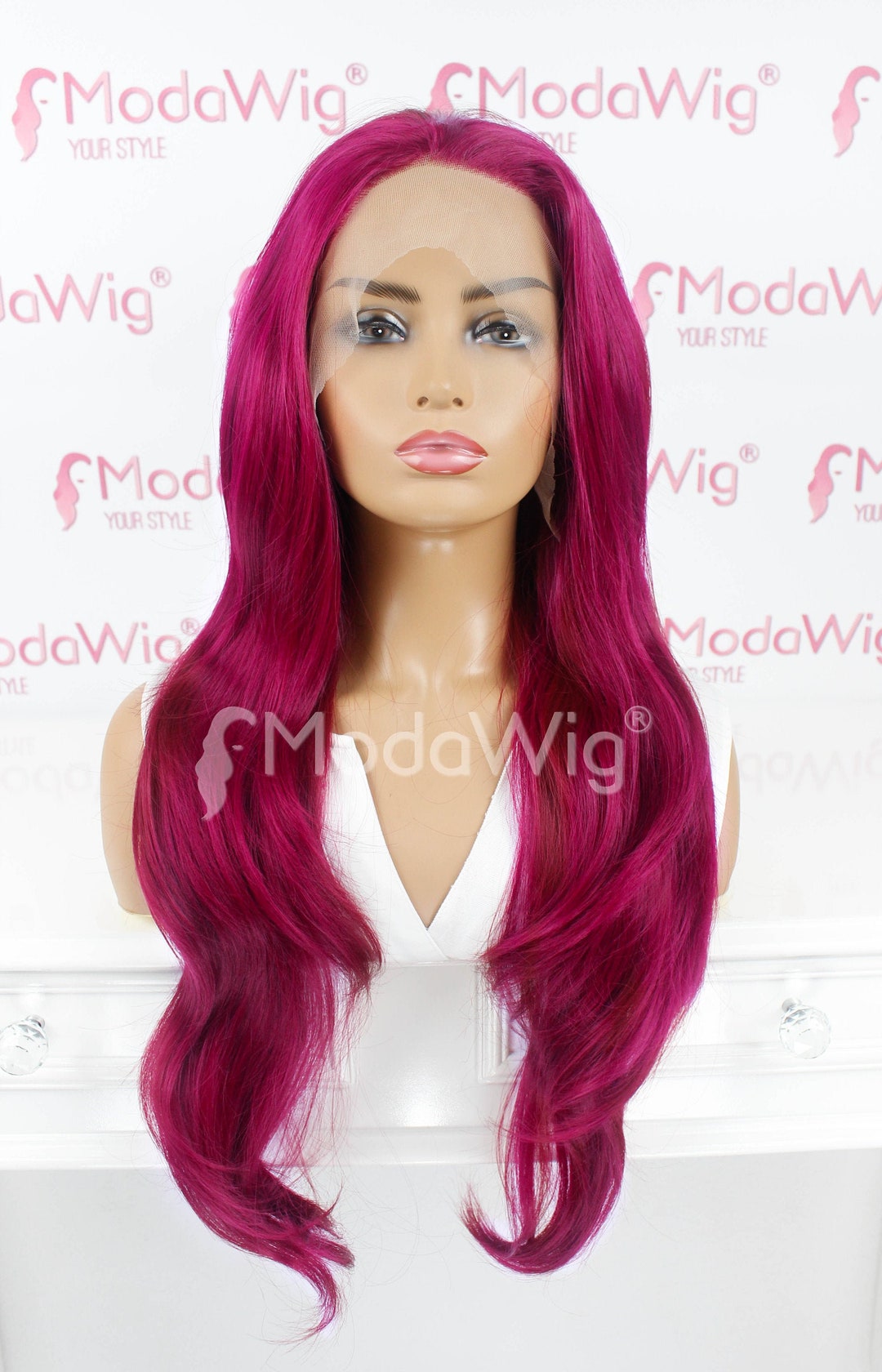 Long Burgundy Red Wavy Lace Front Wig | Long Wavy Wig | Long Red Wig ...