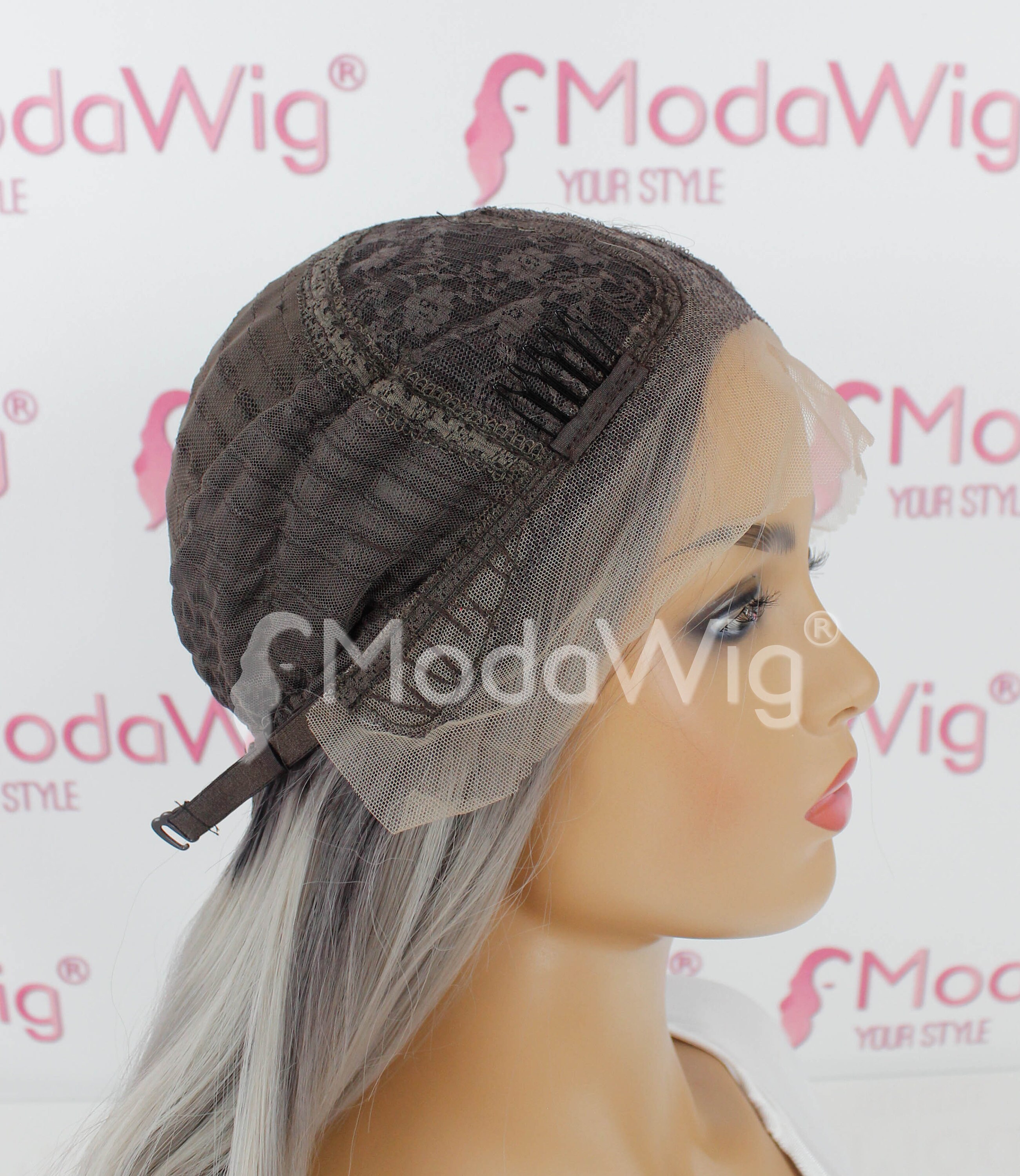 Lace Front Luxury Ash-gray Long WIG | 100% Natural Look | Human Hair ...