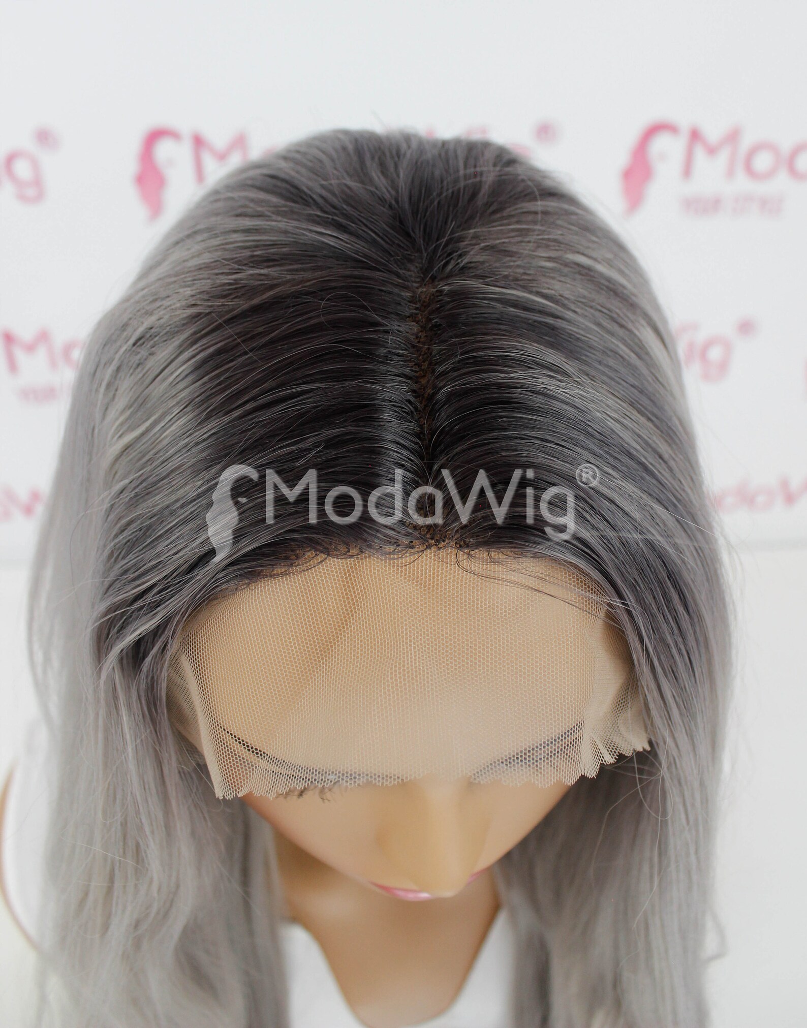Lace Front Luxury Ash-gray Long WIG | 100% Natural Look | Human Hair ...
