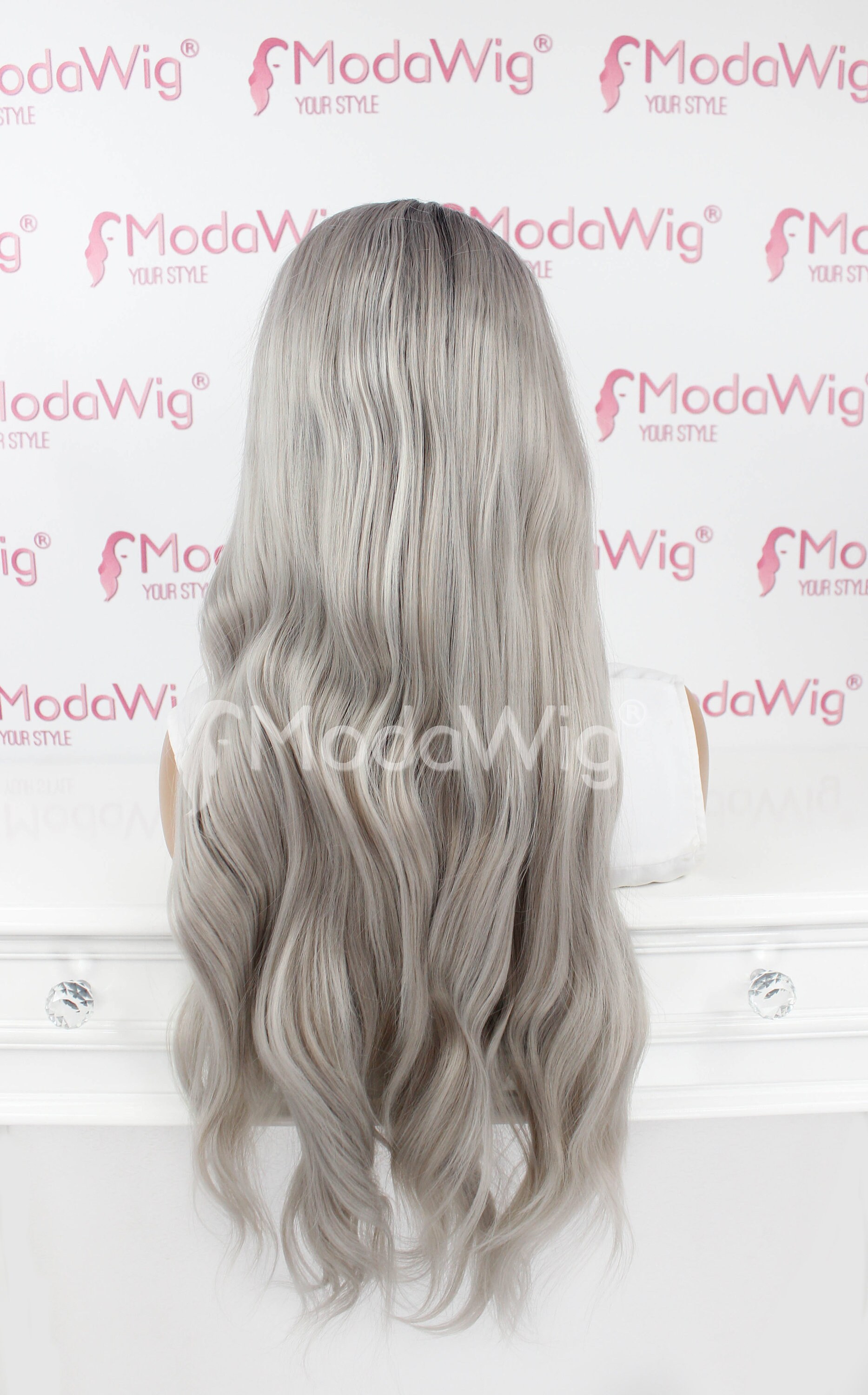 Lace Front Luxury Ash-gray Long WIG | 100% Natural Look | Human Hair ...