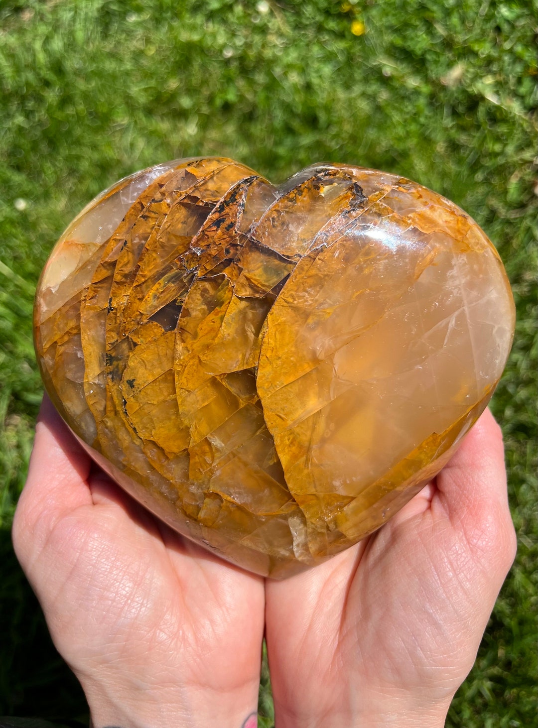 Gorgeous Large Golden Healer Quartz Heart, AA Grade Golden Healer ...