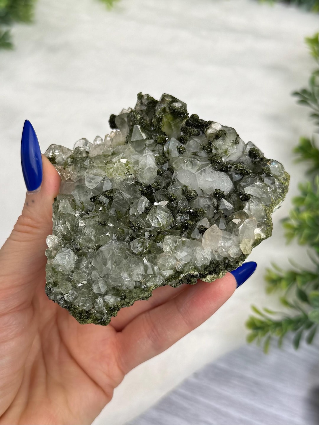 Rare Forest Epidote Specimen With Beautiful Quartz Points Natural ...