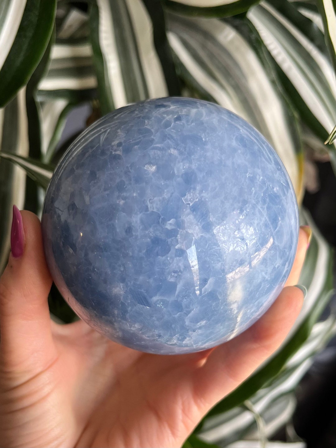 Large Blue Calcite Sphere - Natural Blue Calcite Crystal Ball ...