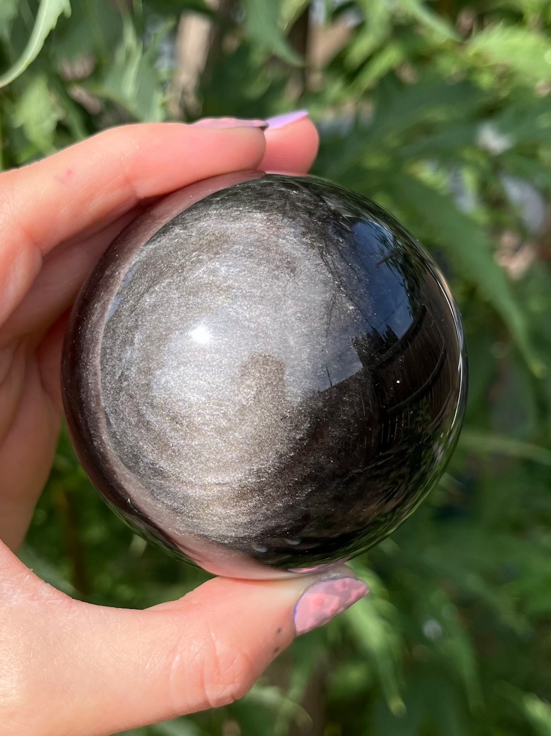 Silver Sheen Black Obsidian Sphere Natural Black Obsidian - Etsy