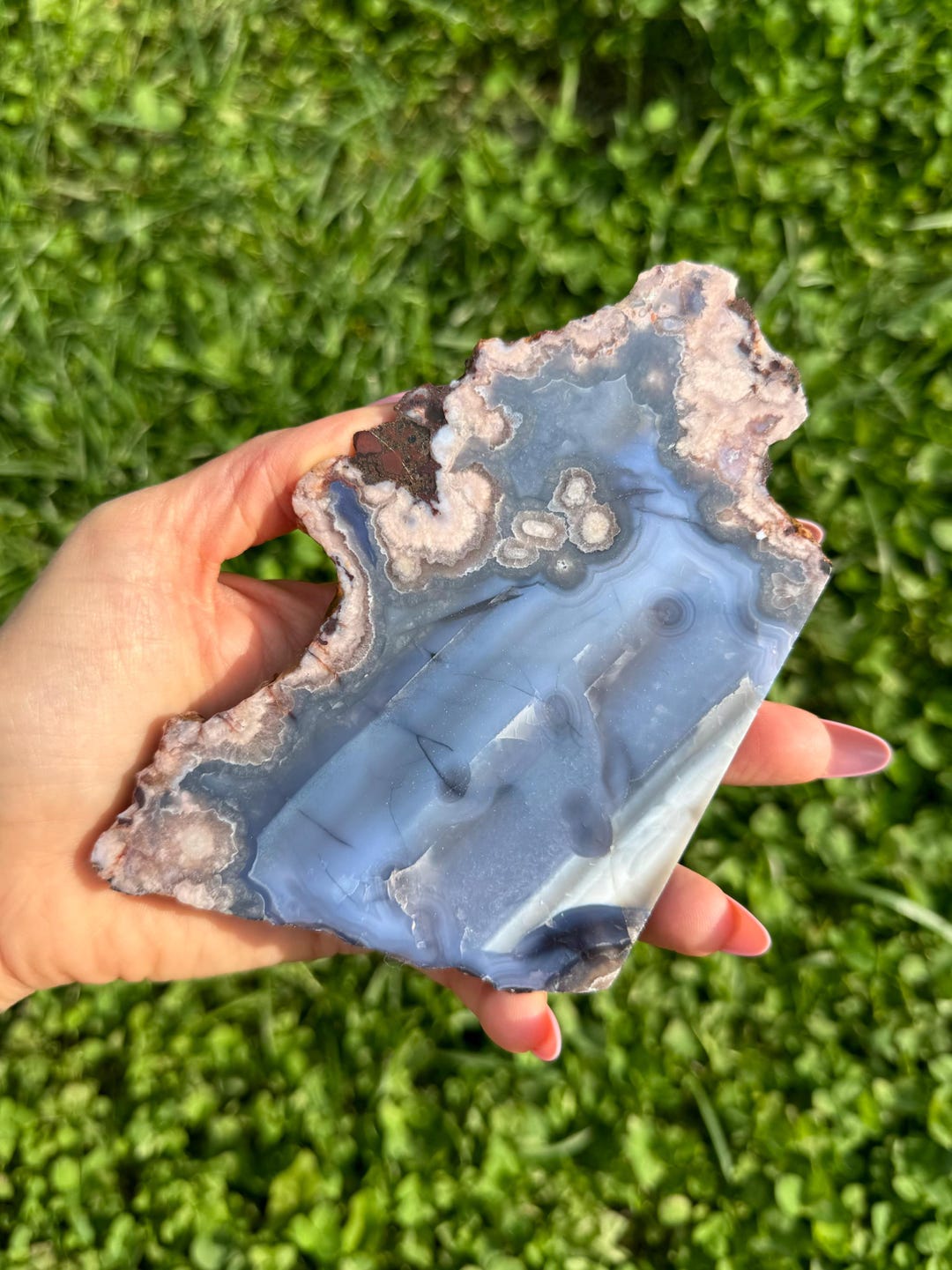 Natural Blue Flower Agate Slab - Piece No. 817 - Flower Agate Crystal ...
