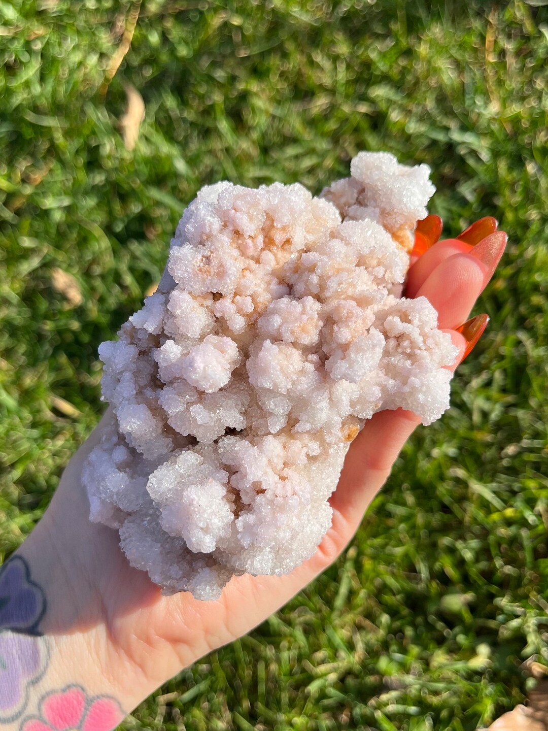 Large Lavender Creedite Specimen With Calcite - Druzy Creedite Cluster ...