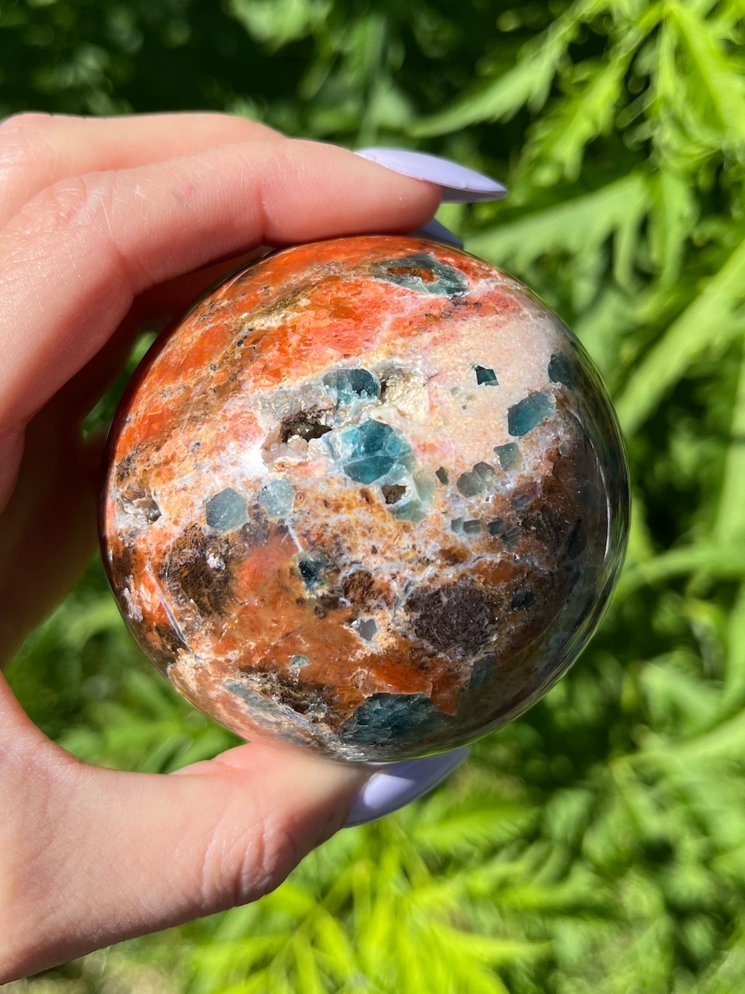 Natural Sunstone Apatite Sphere, Sunstone With Apatite Inclusions ...