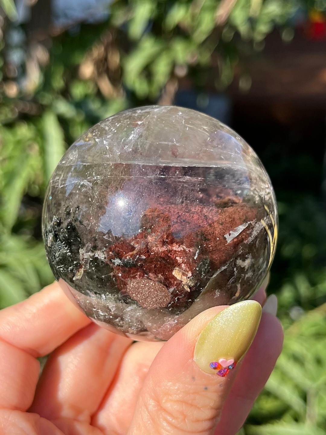 Natural Garden Quartz lodolite Sphere, Phantom Quartz, Chaman Quartz ...