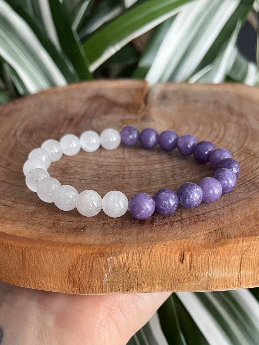 Lepidolite & Angola Quartz Duality Bracelet Natural Gemstone Bracelet ...
