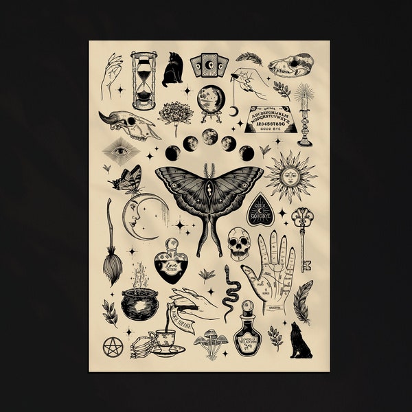 Custom TATTOO FLASH SHEET Digital File, Instant Download, Great for ...