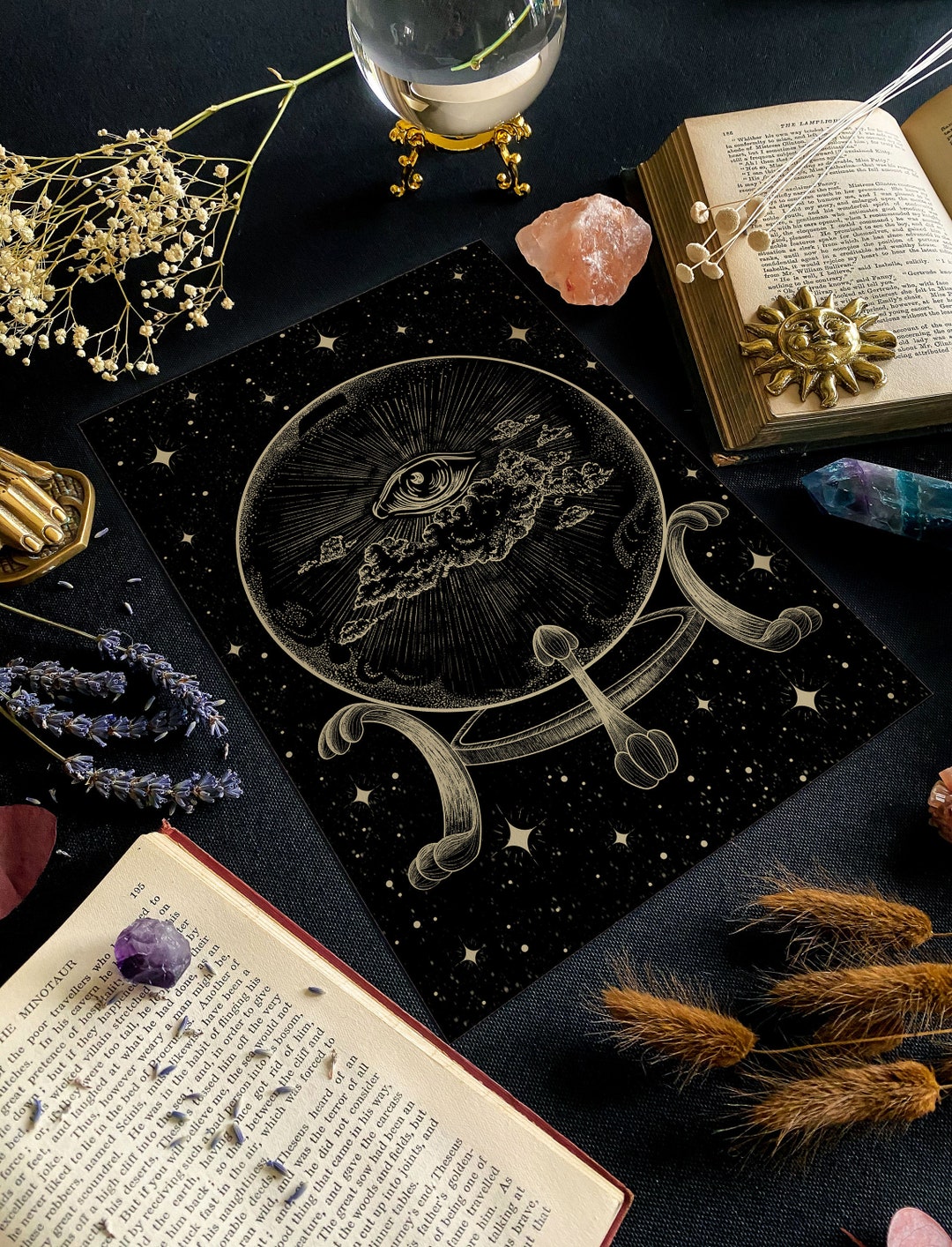 Crystal Ball Print | Gothic Home Decor | Dark Academia Decor | Witchy ...