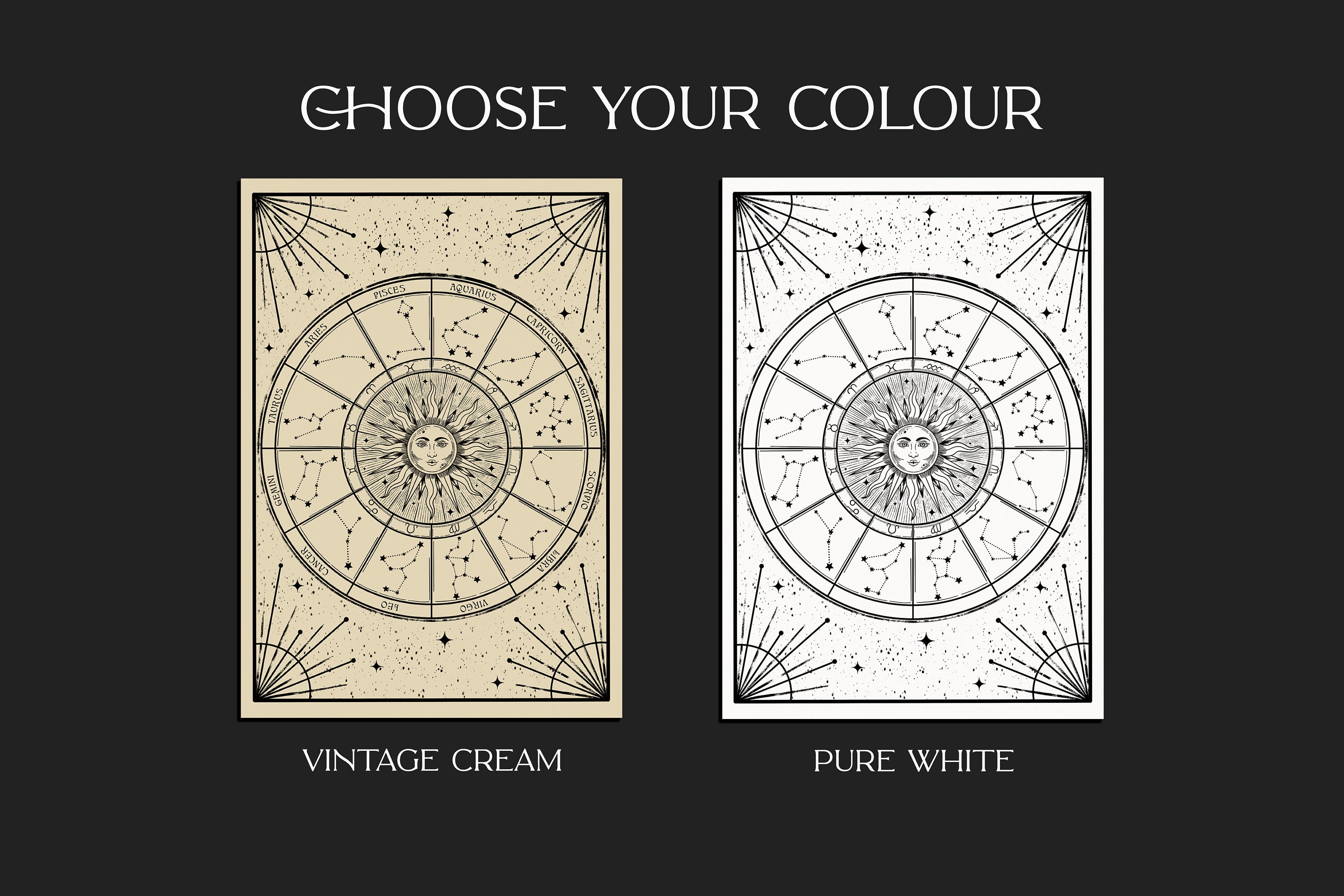 Zodiac Sun Chart Print Witch Wall Art Astrology Artwork - Etsy UK