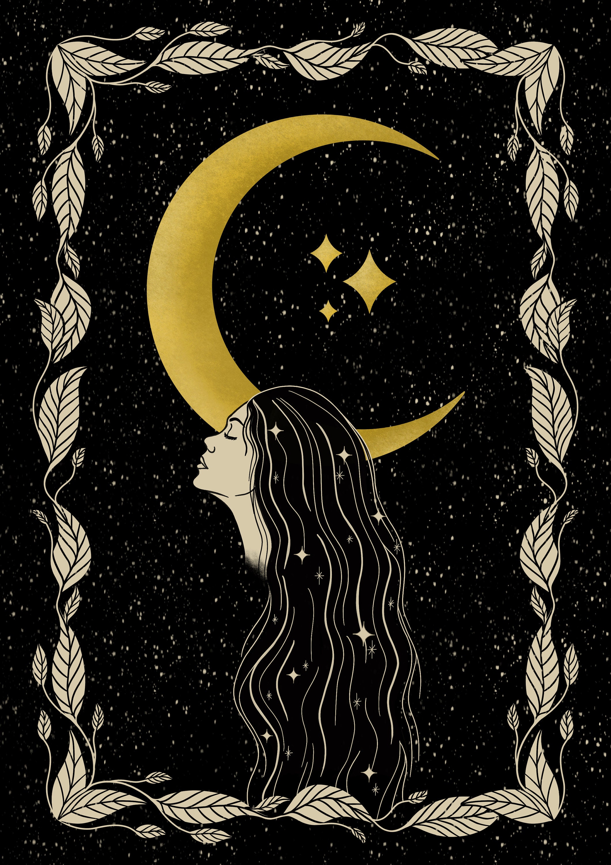 Moon Witch Print Witchy Wall Art Gothic Home Decor Luna Etsy Uk