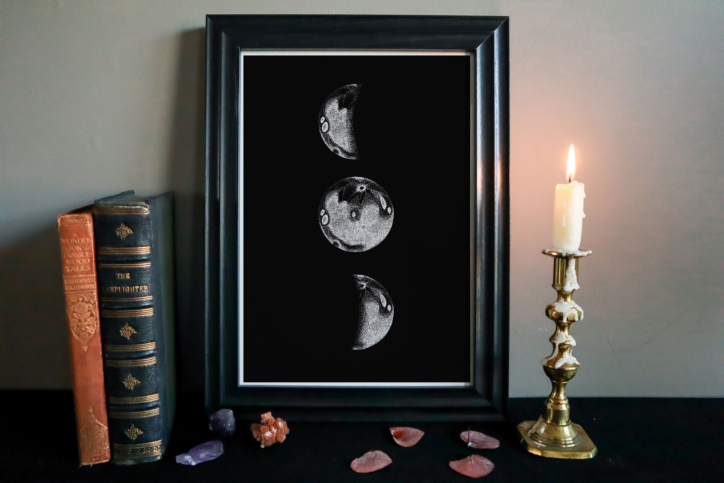 Phases of the Moon Wall Art Witchy Print Gothic Home Decor Luna Artwork ...