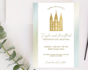 Temple and Priesthood Preparation Meeting, EDITABLE Invitation ...