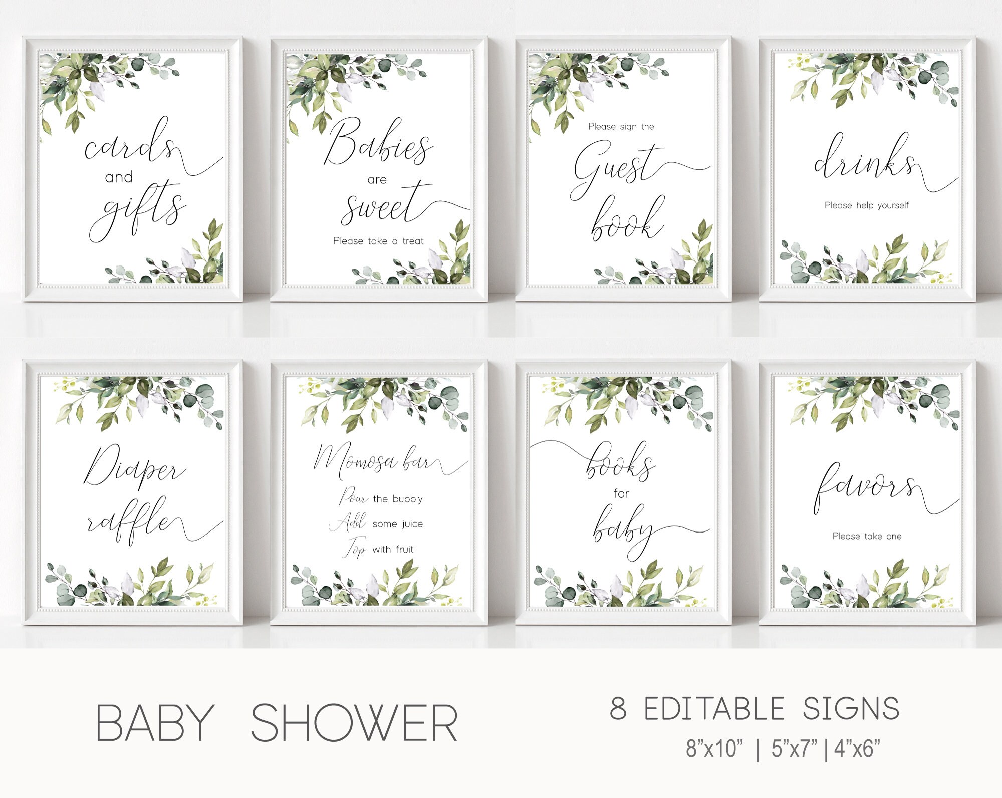 Greenery Signs Baby Shower Signs Custom Sign Printable - Etsy