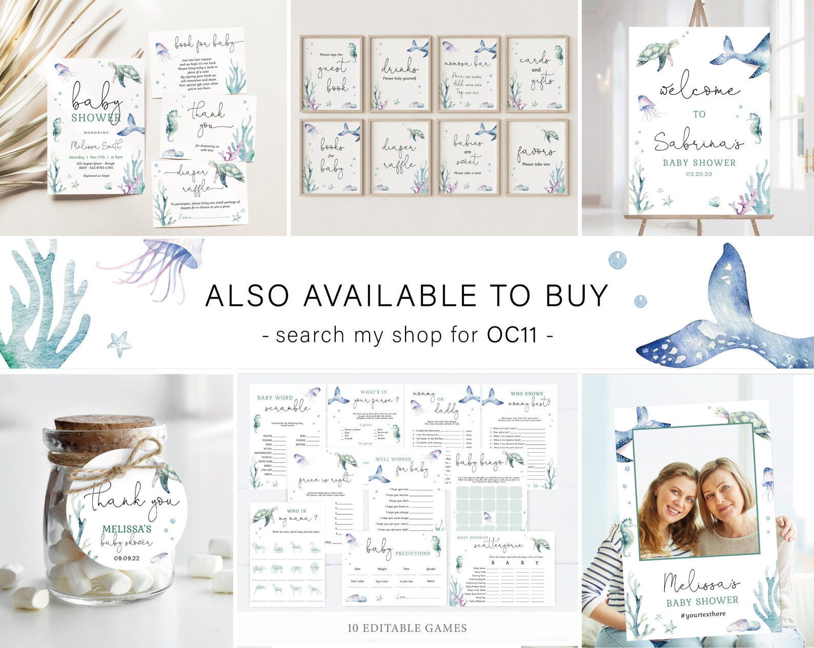 Ocean Baby Shower Signs: Under the Sea Decor (digital Download) - Etsy