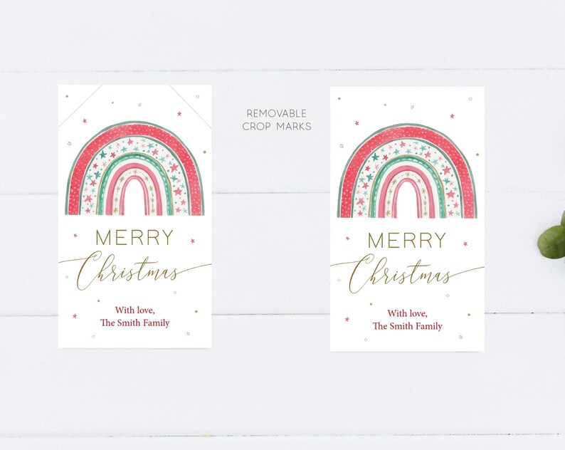 Rainbow Christmas Gift Tag Template, Editable Printable (corjl) CR02 - Etsy