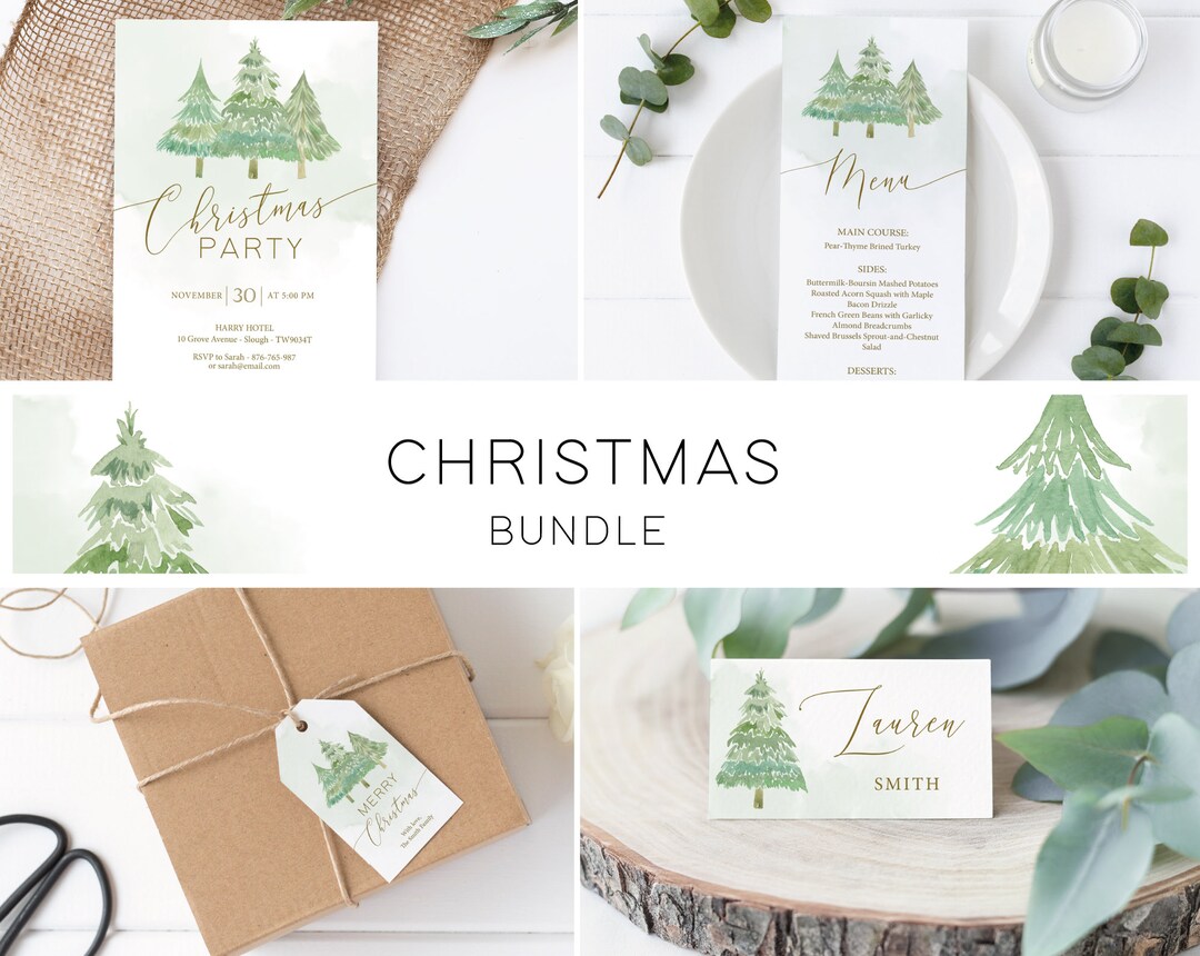 Christmas Party Bundle, Editable Invitation, Printable Christmas Party ...