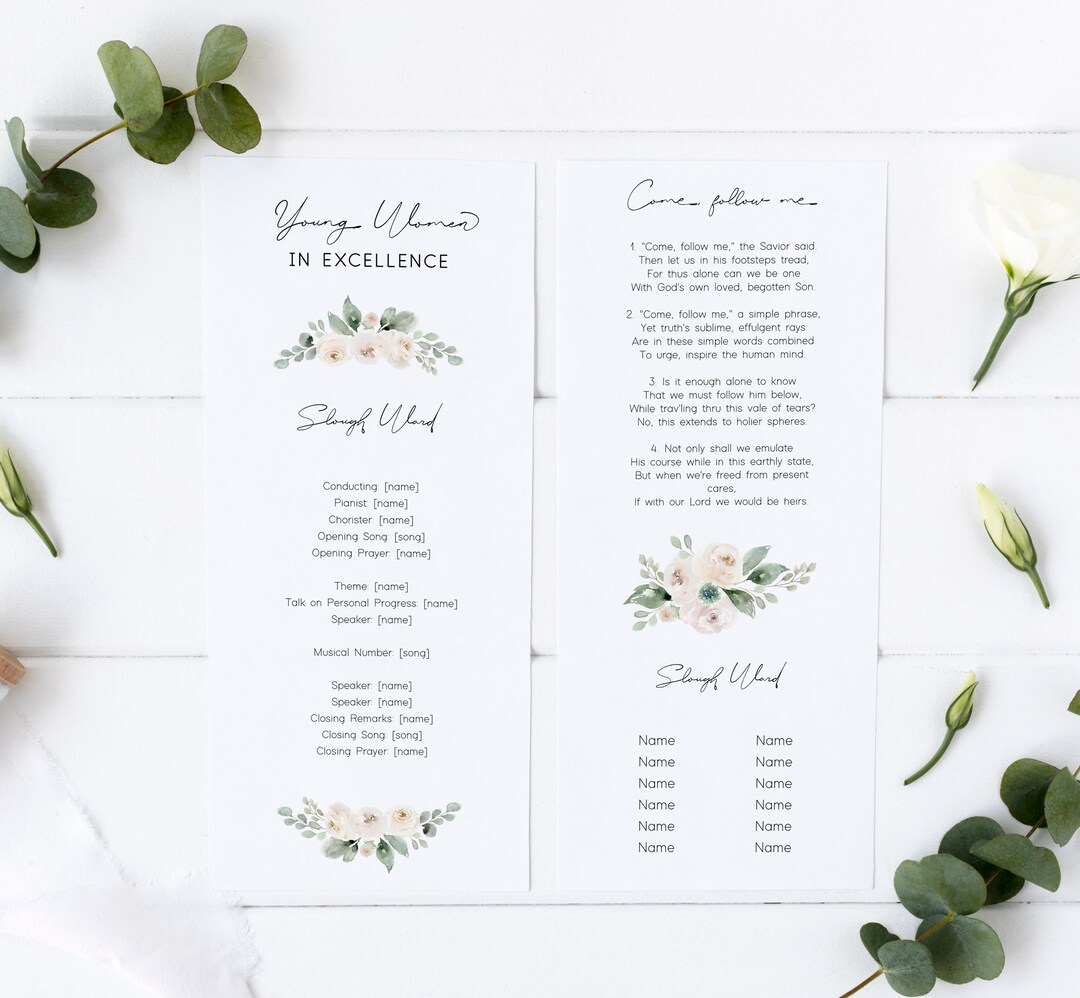 Young Women in Excellence Program, Editable Program, YW in Excellence ...