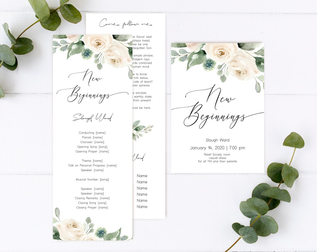 New Beginnings Invitation, New Beginnings Program, New Beginnings Invite & Program, Editable ...