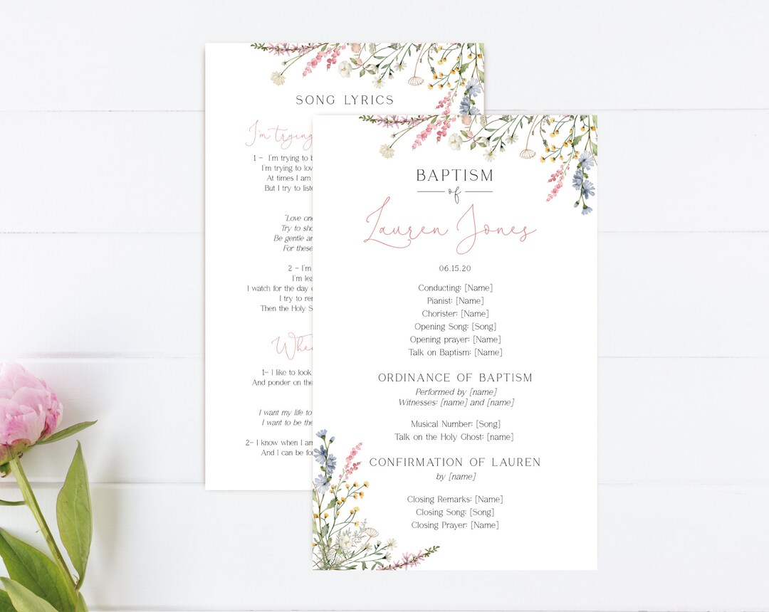 Editable LDS Baptism Program Template, Printable Baptism Program ...