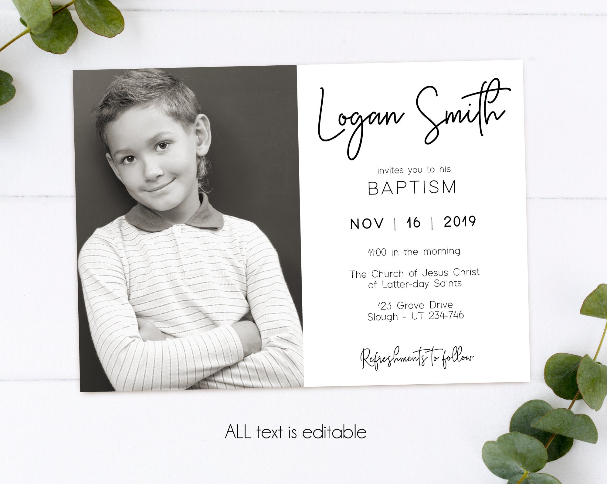 EDITABLE LDS Baptism Invitation Template Printable Baptism | Etsy