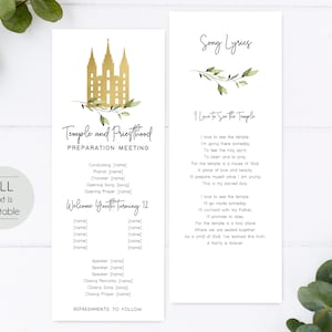 LDS Temple Prep Meeting Program Printable (editable, Instant Download ...
