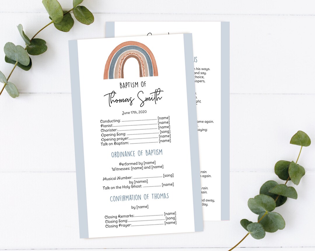 Editable LDS Baptism Program Template, Printable Baptism Program ...