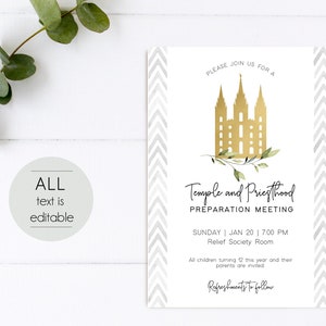 LDS Temple Prep Meeting Invitation: Editable Printable (instant ...