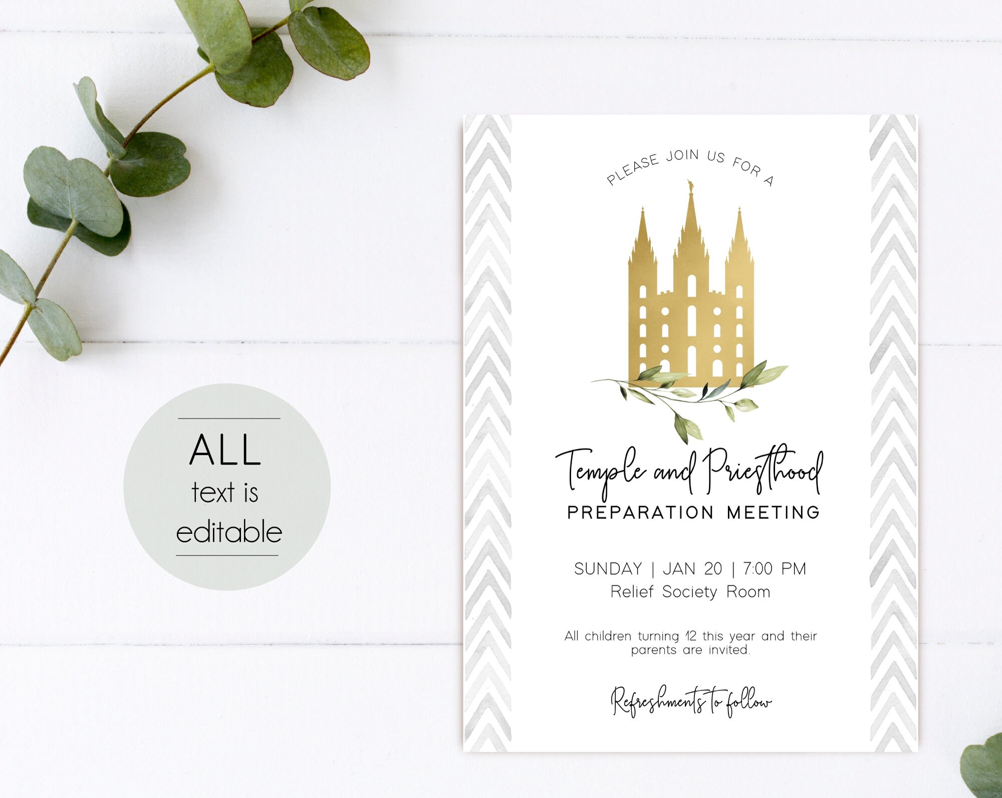 LDS Temple Prep Meeting Invitation: Editable Printable (instant ...