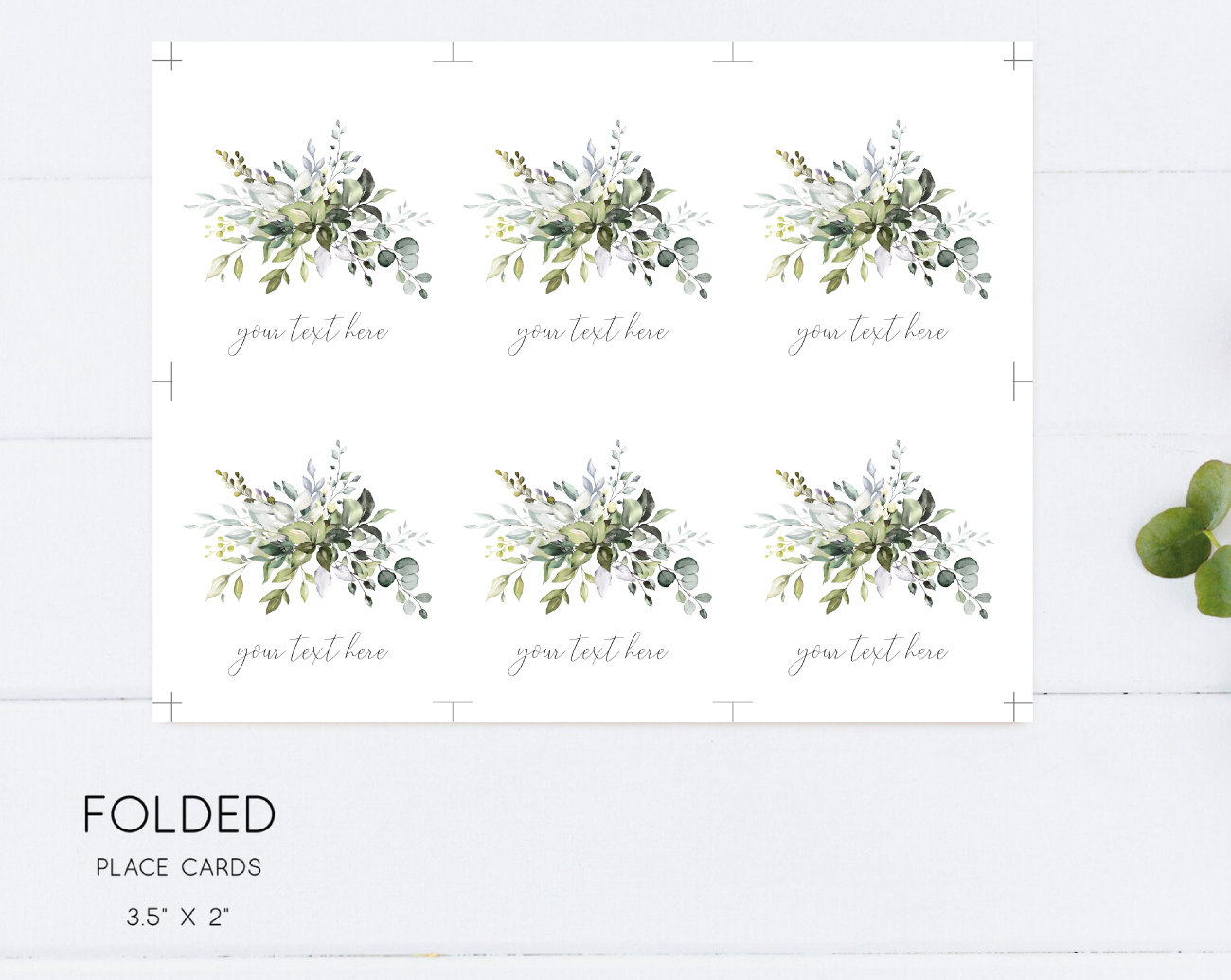 Greenery Place Card Template: Editable Seating Card (corjl) - Etsy