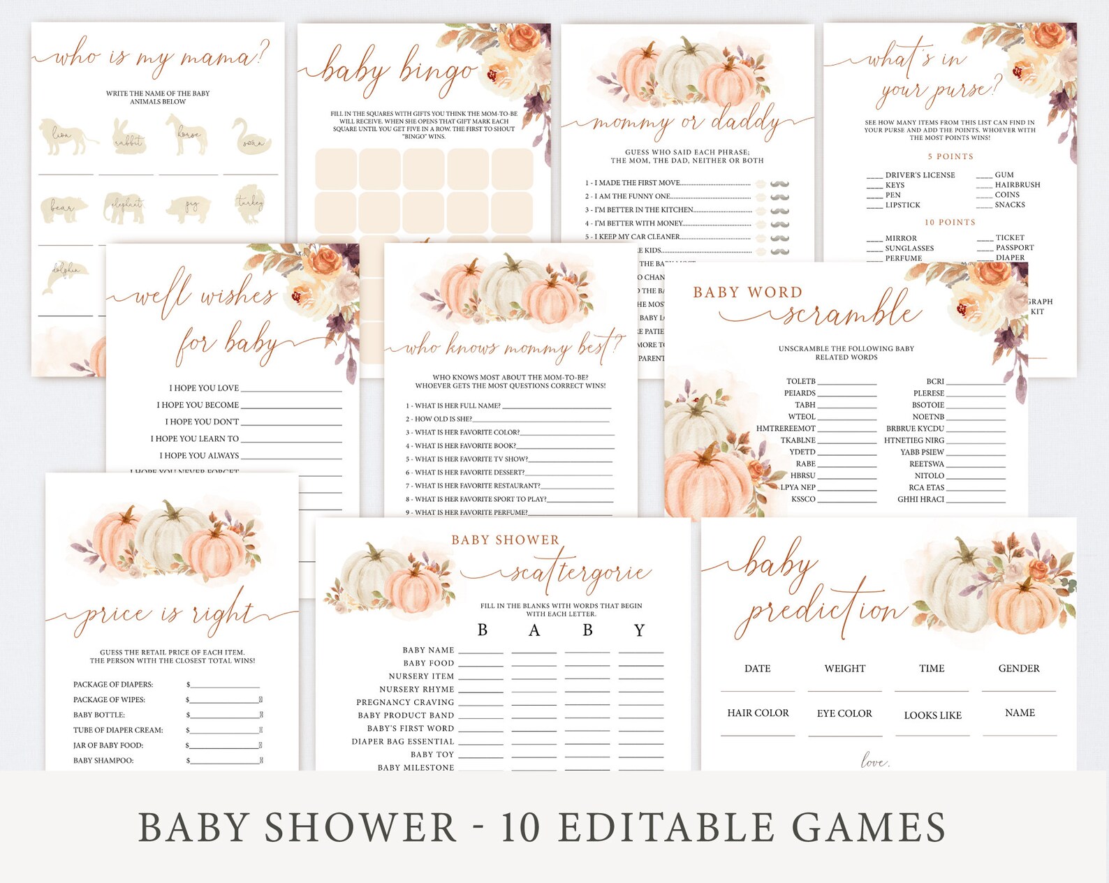 Little Pumpkin Baby Shower Template Fall Baby Shower Set | Etsy