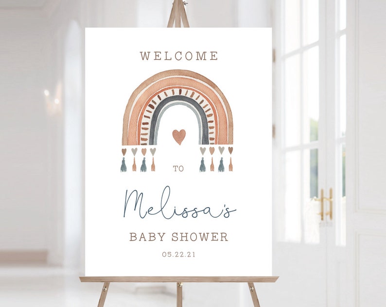 Rainbow Baby Shower Welcome Sign EDITABLE Welcome Sign | Etsy