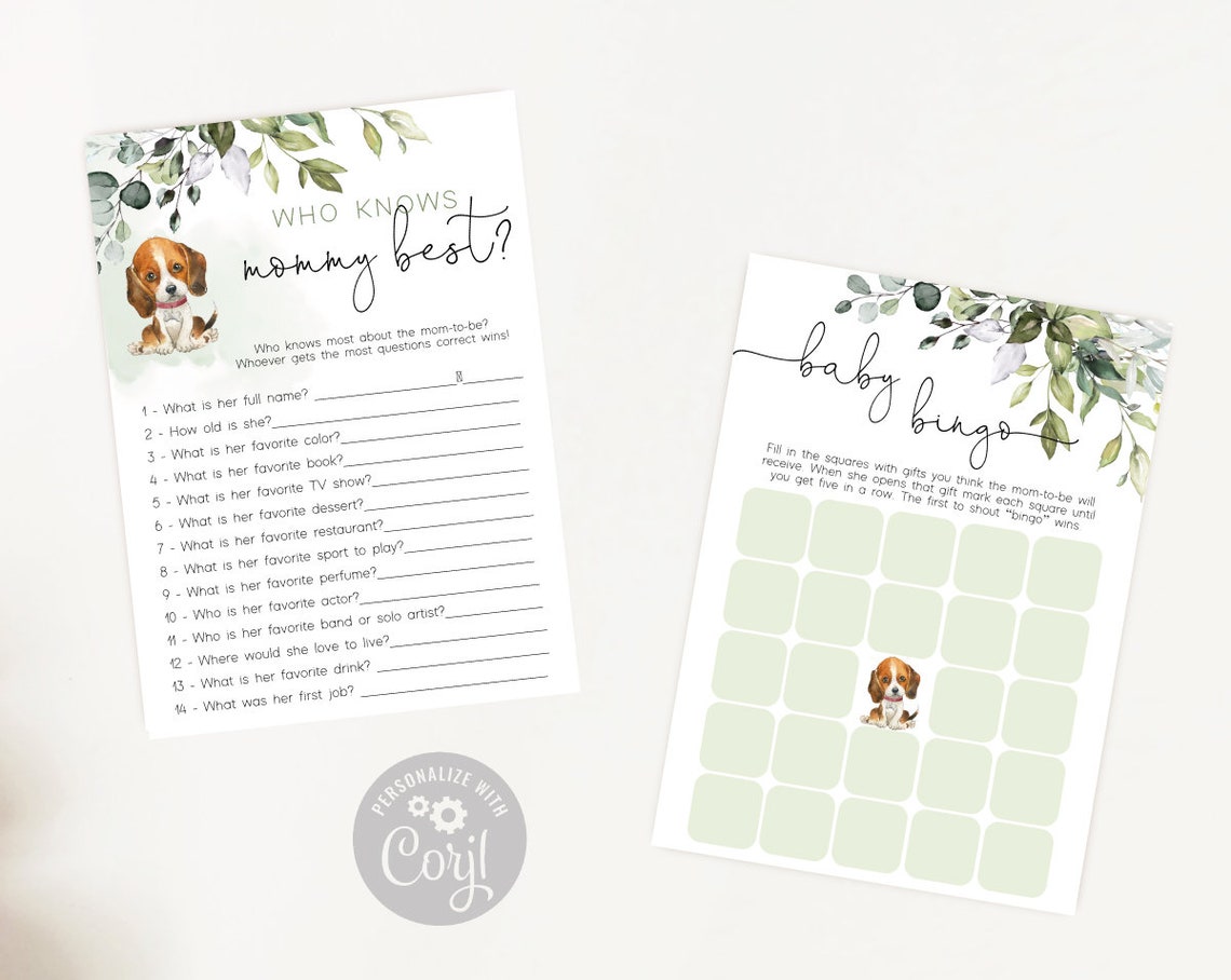 Dog Baby Shower Games Bundle Dog Theme Baby Shower Games | Etsy Canada